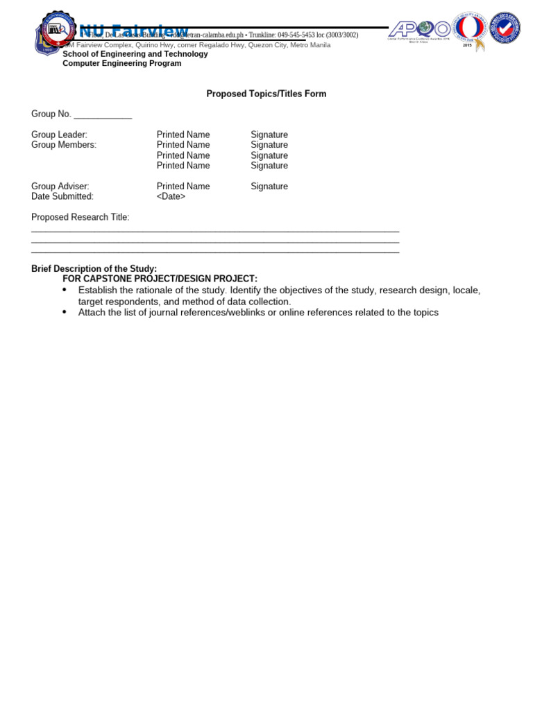 Proposed Topic Form | PDF