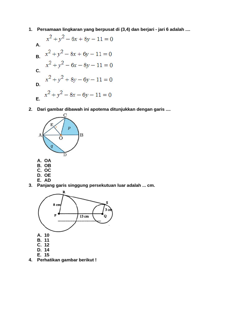 Latihan Soal LINGKARAN | PDF
