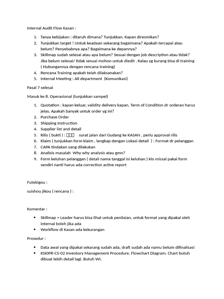Alur Audit Internal Kasan | PDF