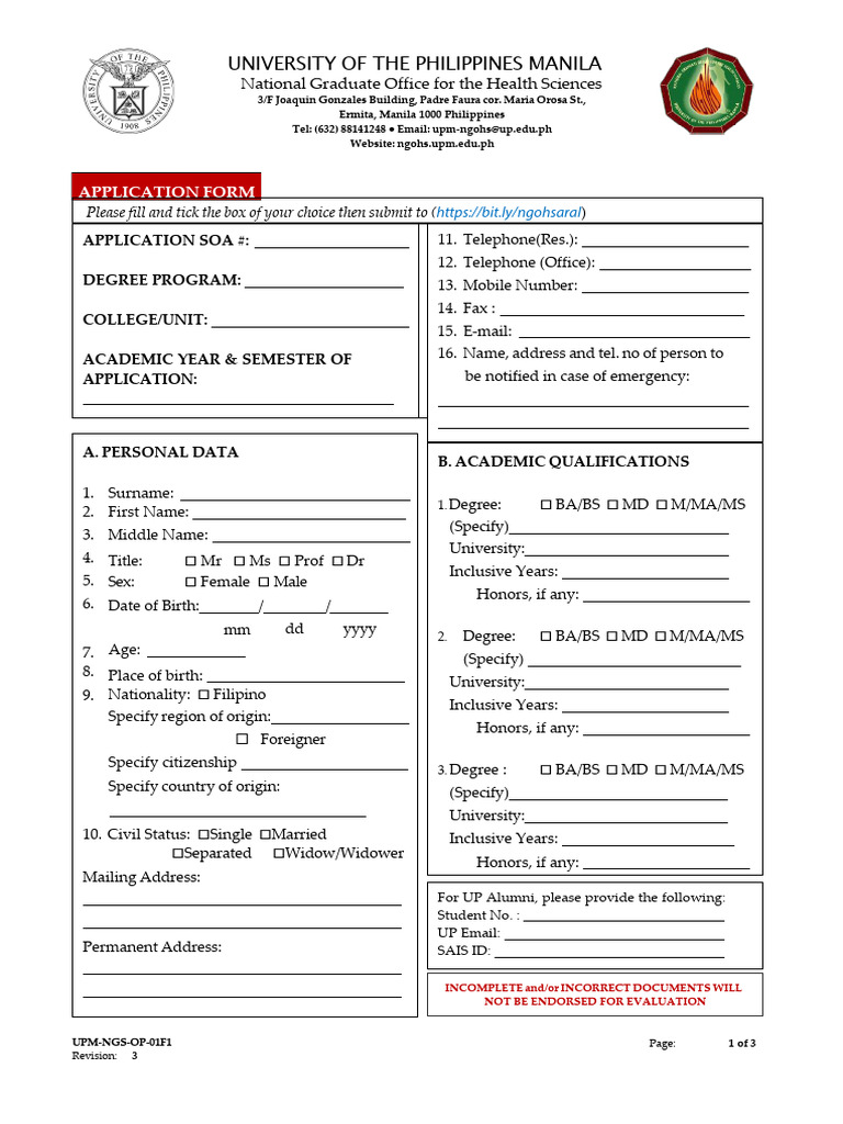 UPM Graduate Application Form | PDF