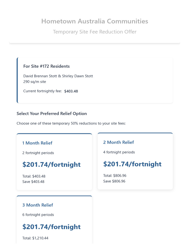 Site Fee Relief Options for Residents | PDF