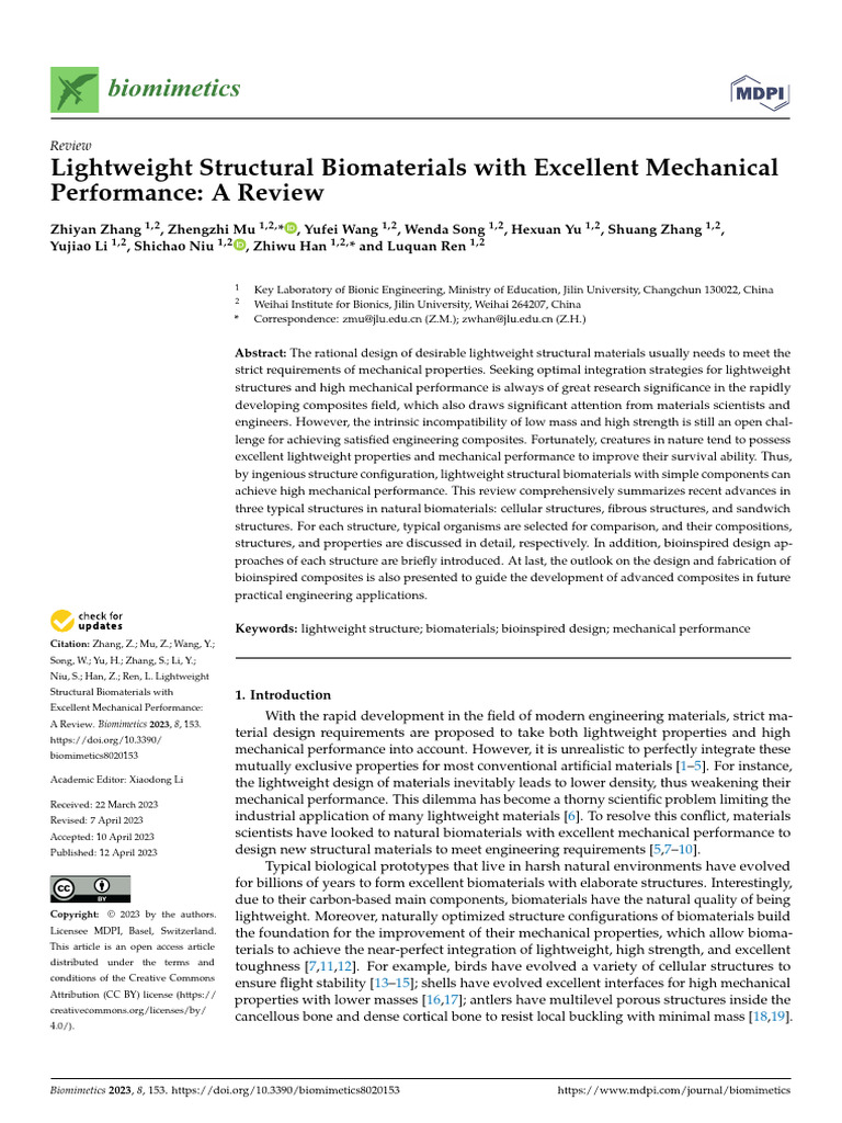 !!Review-Lightweight Structural Biomaterials With Excellent Mechanical ...