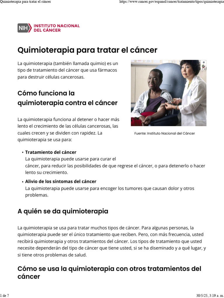 Quimioterapia para Tratar El Cáncer | PDF | Quimioterapia | Cáncer