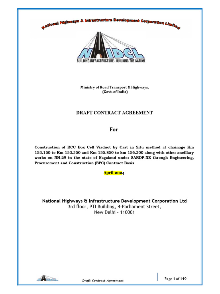 Draft Contract for NH-29 Viaduct Construction | PDF | Taxes | Indemnity