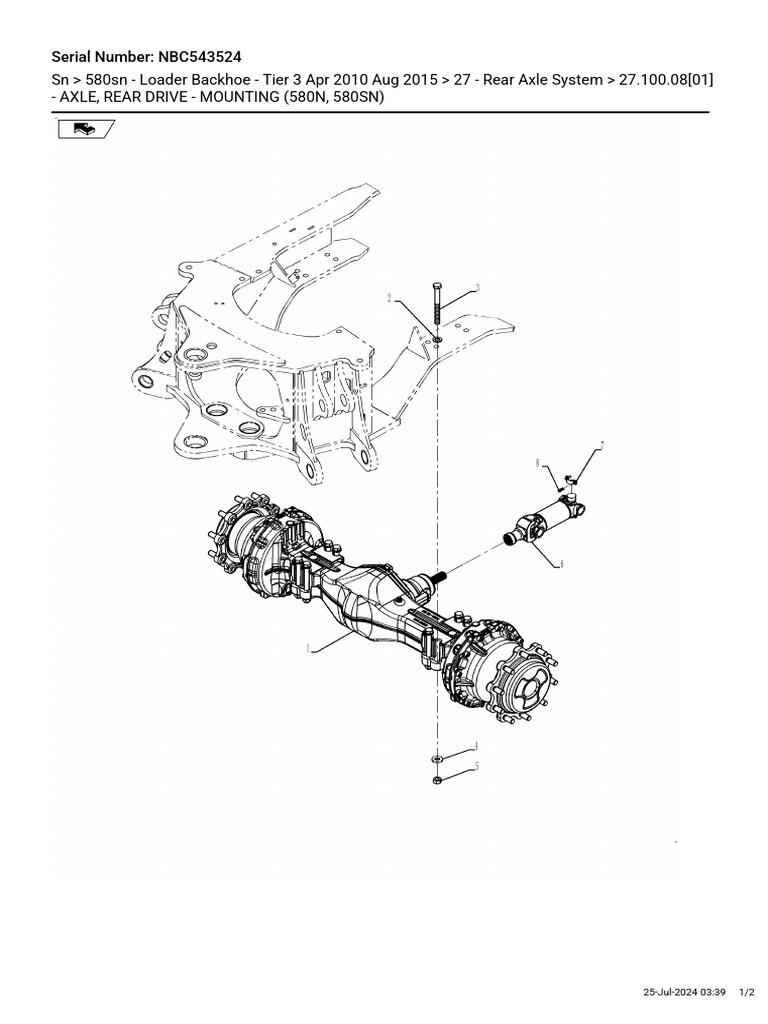 27.100.08 (01) - Axle, Rear Drive - Mounting (580N, 580SN) | PDF