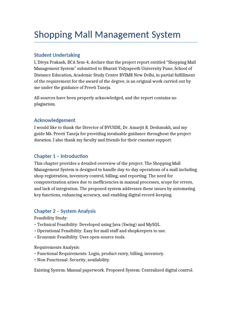 Final Shopping Mall Management System Project | PDF | My Sql | Java ...