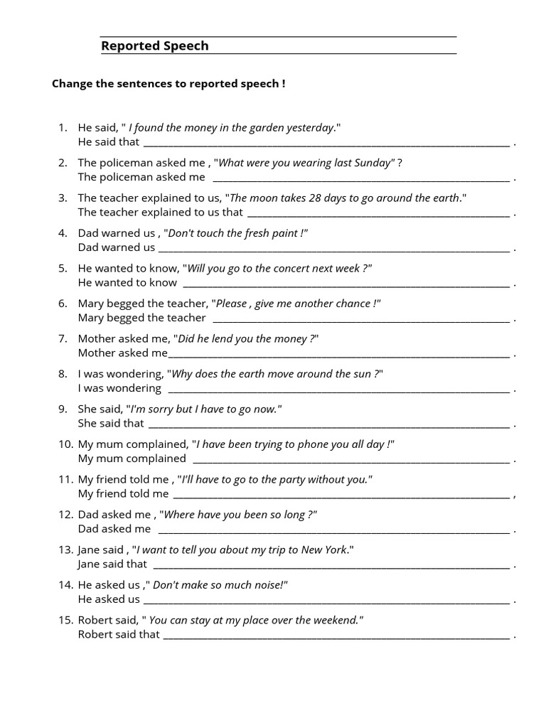 Grade 10 - Handout 2 Reported Speech | PDF