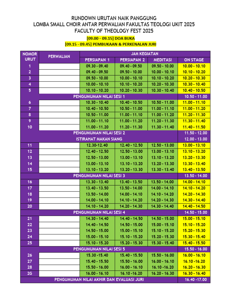 Rundown Lomba Paduan Suara FTF 2025 | PDF