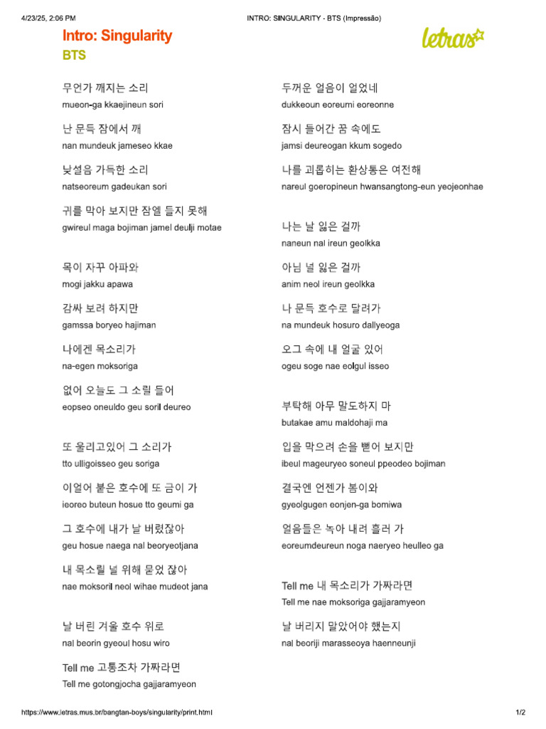 Bts - Singularity | PDF