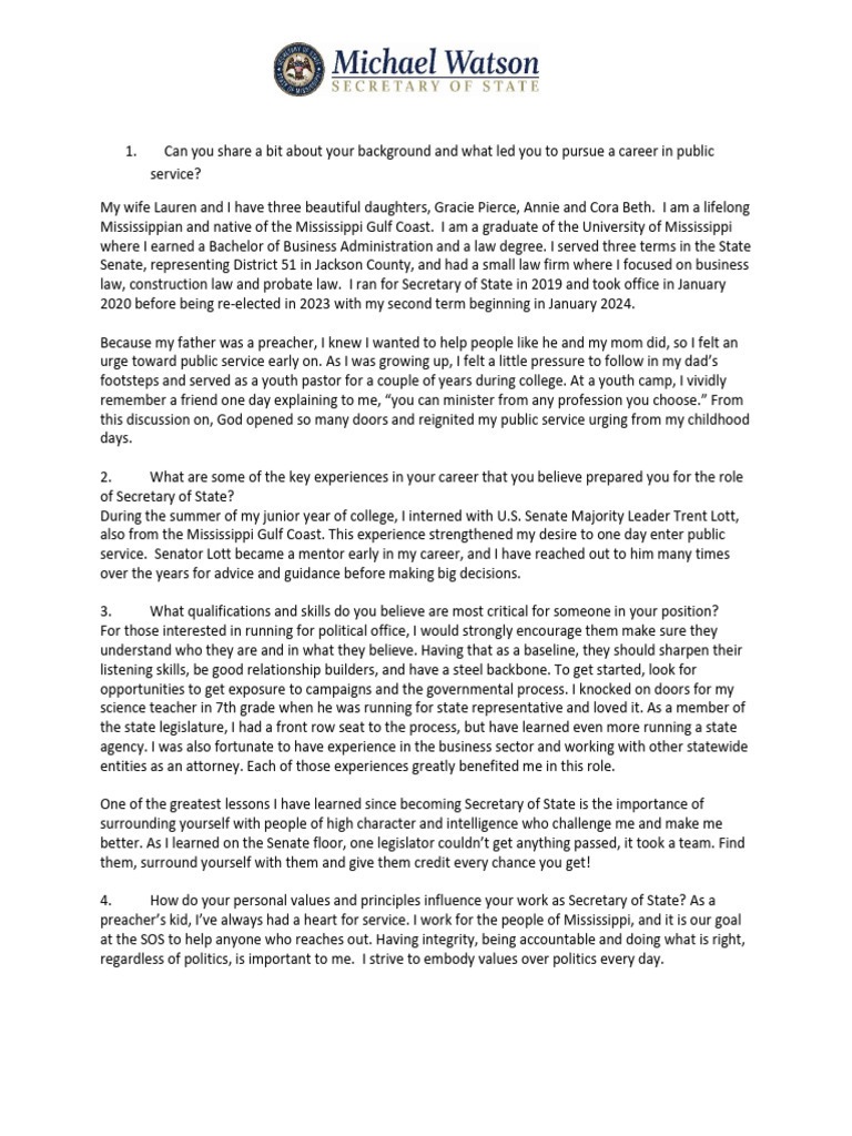 Interview With Secretary Watson and Edward Pierce | PDF | Budget ...