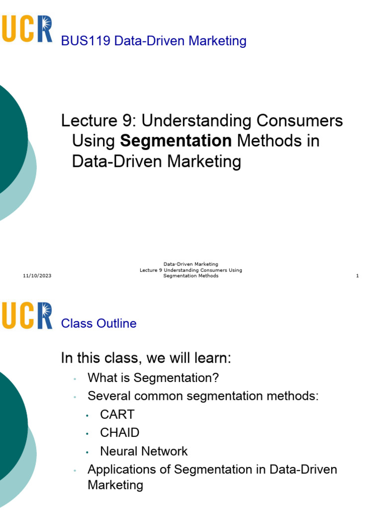 Lecture 9 Segmentation Methods | PDF | Market Segmentation | Data Science