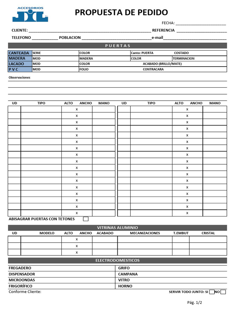 Plantilla Pedidos | PDF