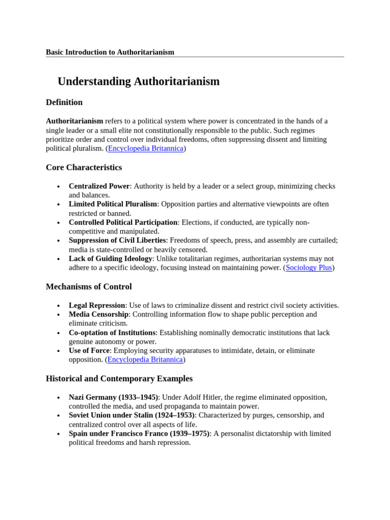Understanding Authoritarianism Basics | PDF | Authoritarianism ...