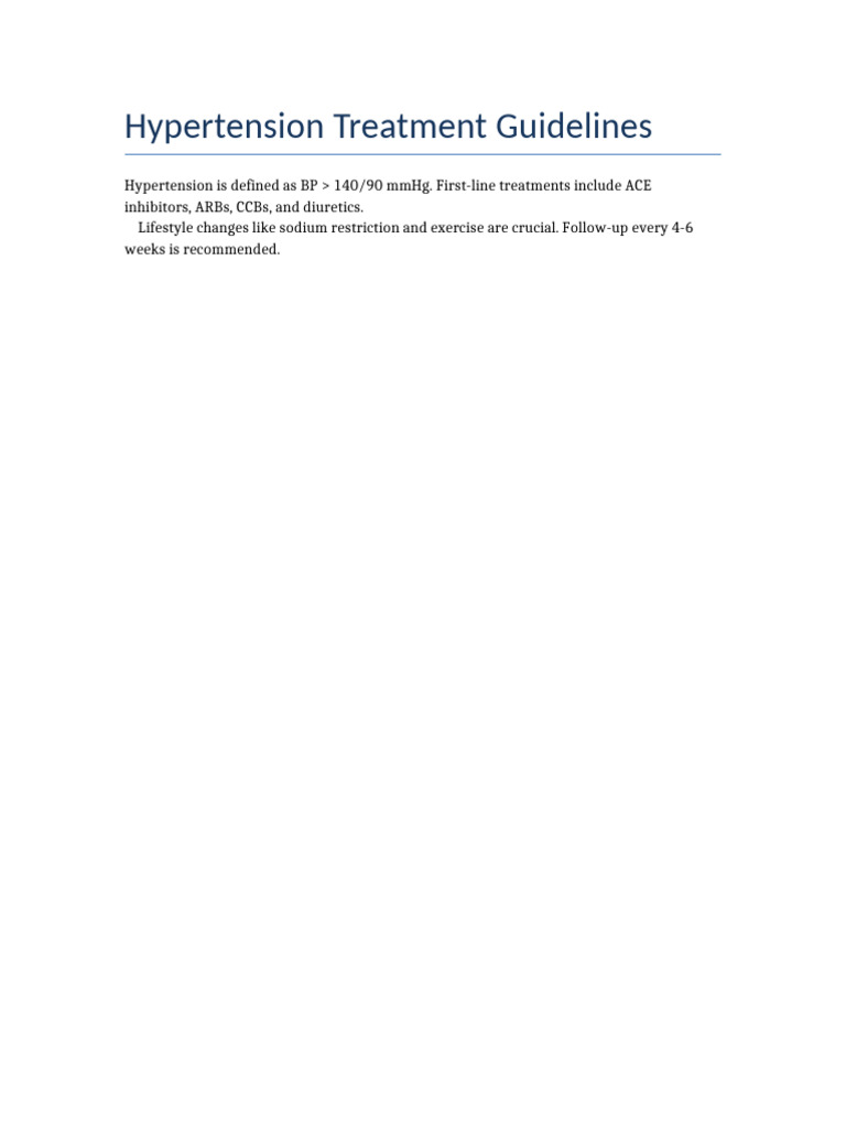 Hypertension Treatment Guidelines | PDF