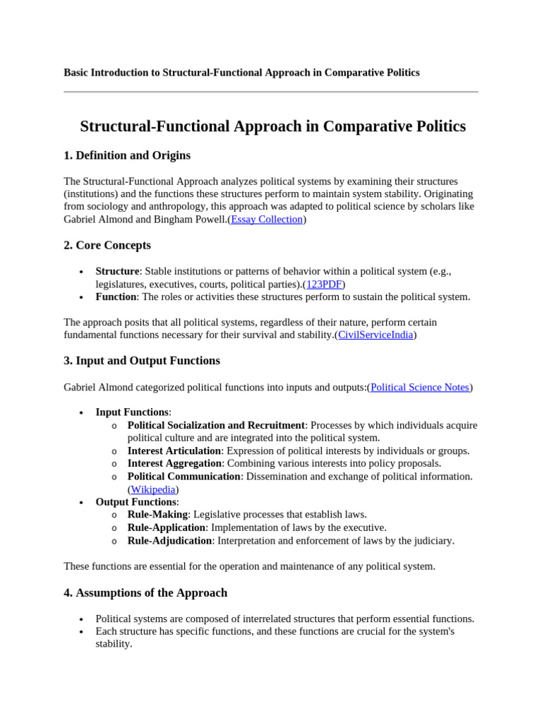 Basic Introduction to Structural functional approach | PDF | System ...
