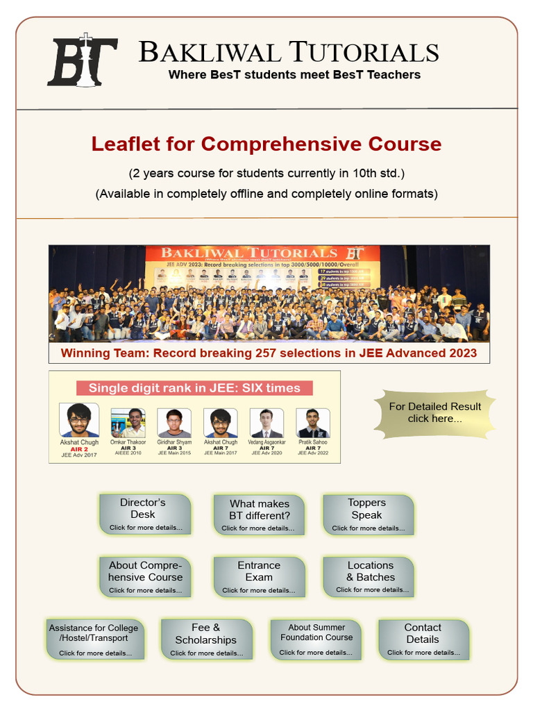 Bakliwal Tutorials: JEE Coaching Course | PDF | Chemical Reactions ...