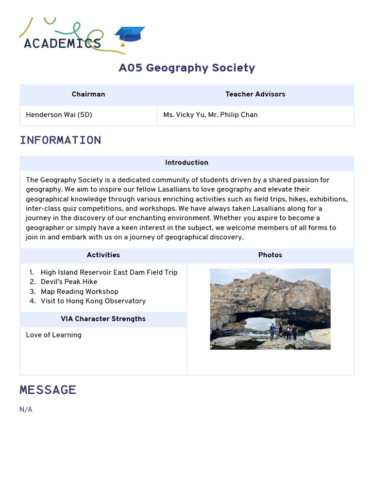 Academics: A05 Geography Society | PDF