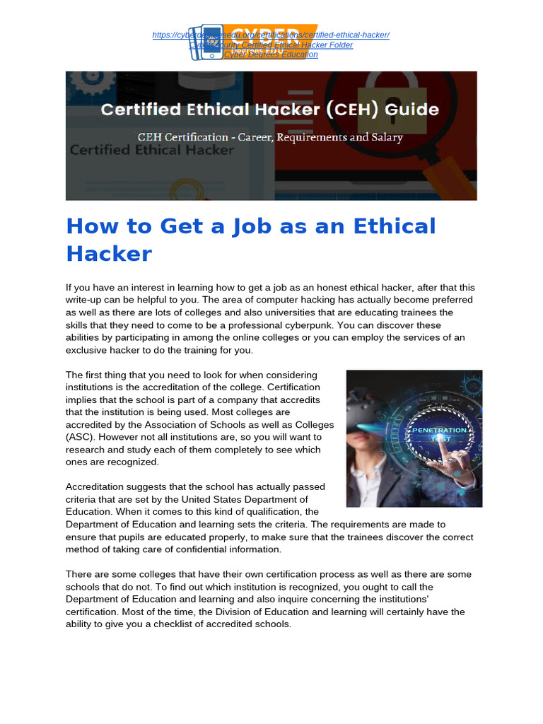 How To Get A Job As An Ethical Hacker | PDF | Computer Security | Security