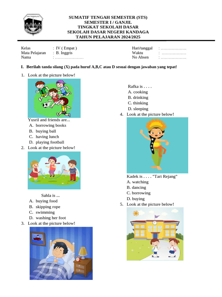 Soal Uts B. Inggris KLS 4 | PDF