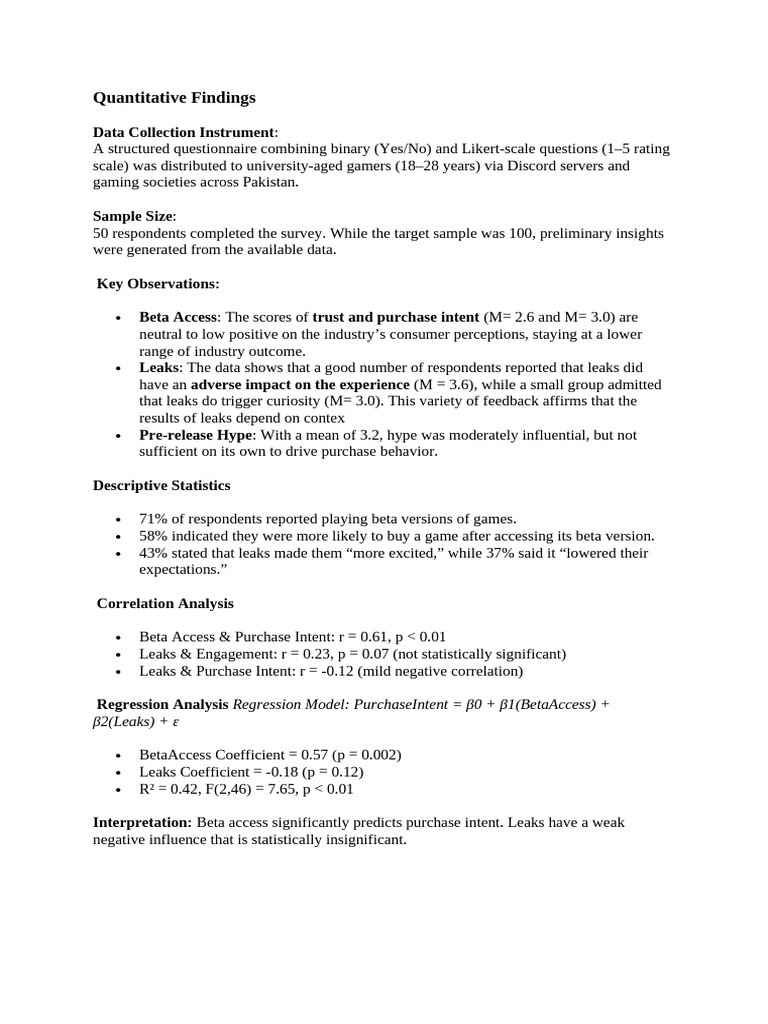 Backup of Quantitative Findings | PDF | Survey Methodology ...