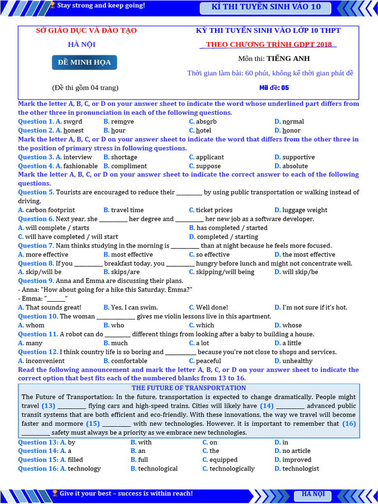 English Exam for 10th Grade Admission | PDF | Storms