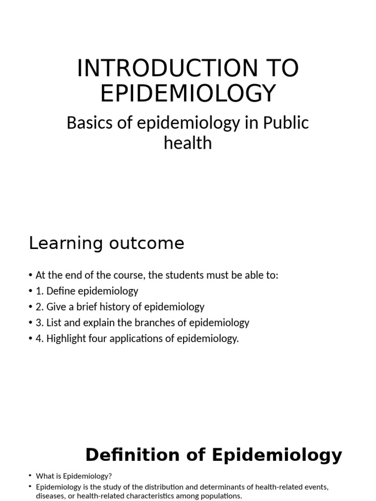 Introduction To Epidemiology | PDF | Epidemiology | Incidence (Epidemiology)