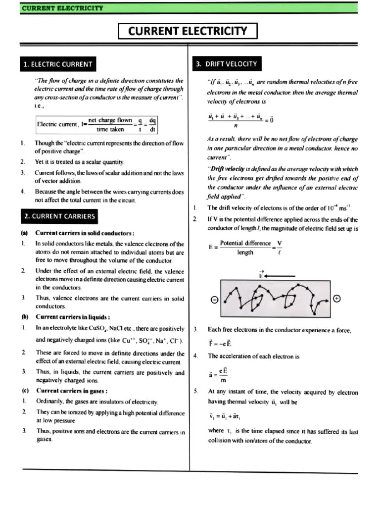 Xii Physics Ch3 Current Electricity | PDF