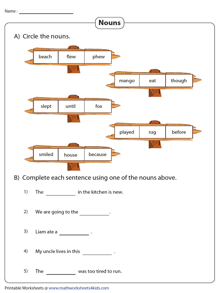 Language-Arts Nouns Completing | PDF
