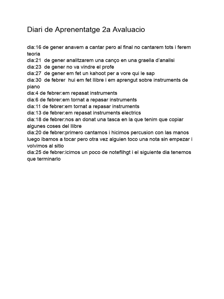 Diari de Aprenentatge 2a Avaluacio | PDF