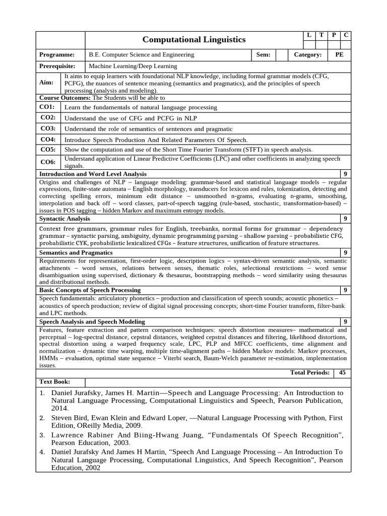 Computational Linguistics | PDF | Parameter (Computer Programming) | Parsing