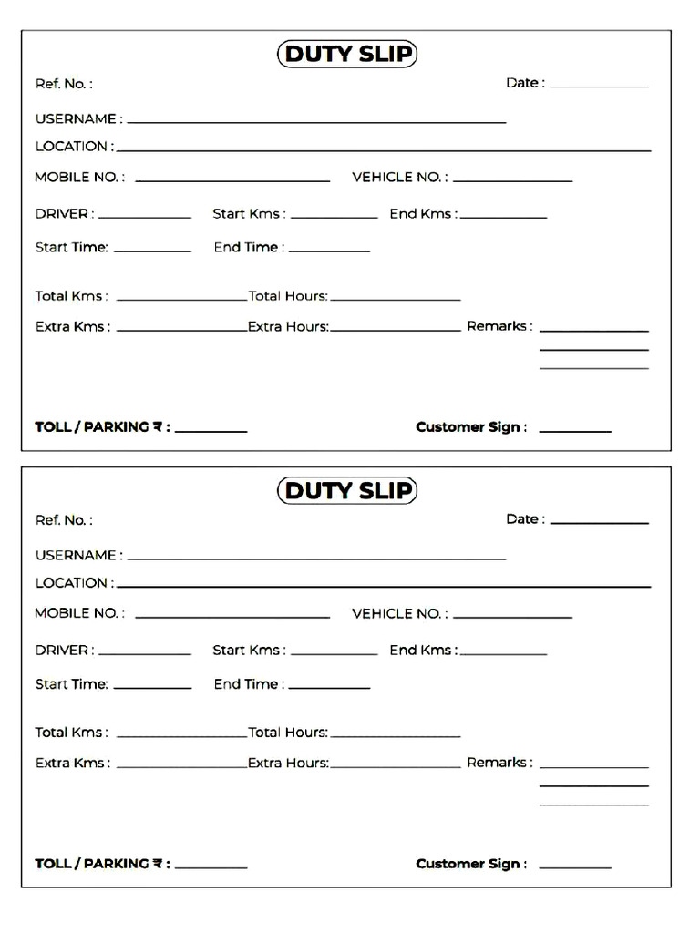Duty Slip | PDF