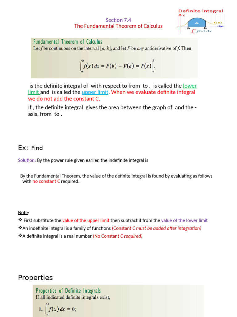 7.4 Fundamental Theorem of Calculus (Revised) | PDF | Integral ...