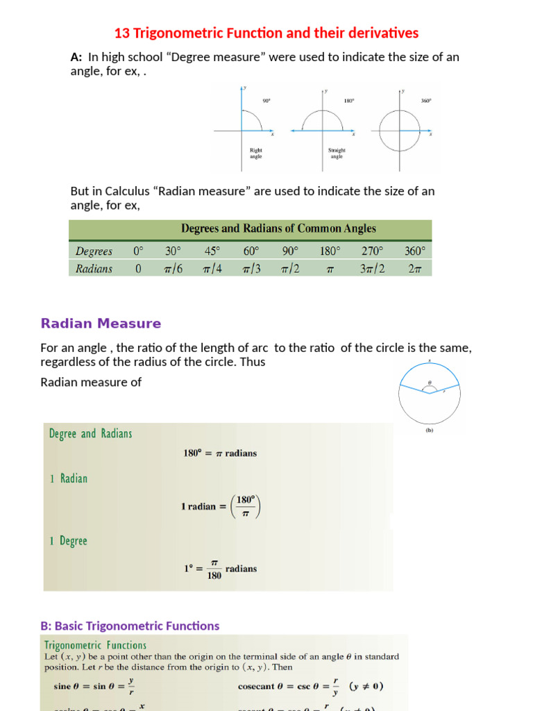 13.2 Trig Function and Its Derivative (Revised) | PDF