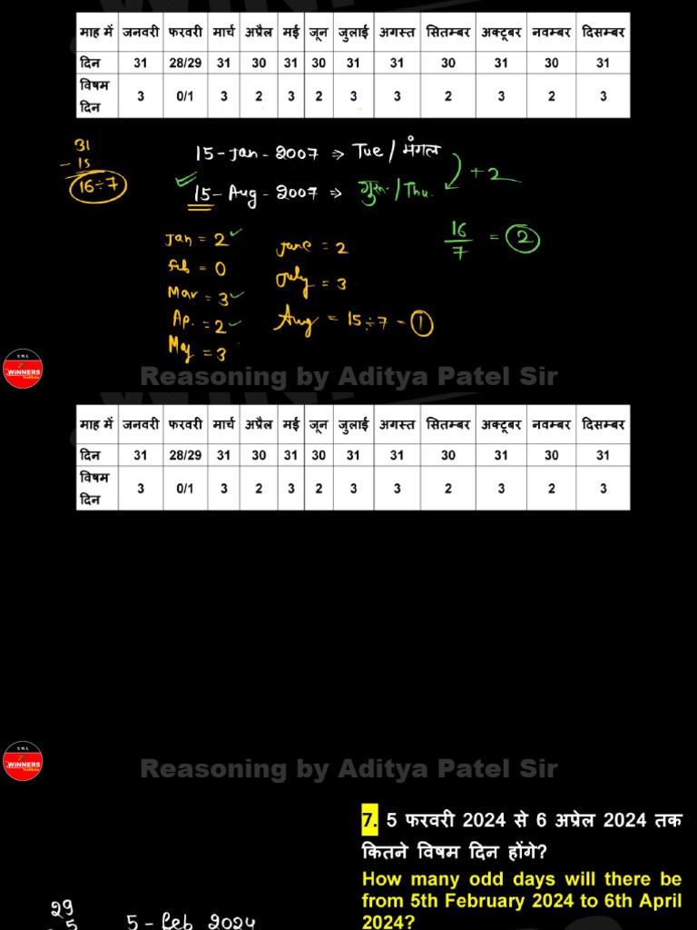 Class-3 Calendar (Reasoning Foundation) @Vkp0125 | PDF