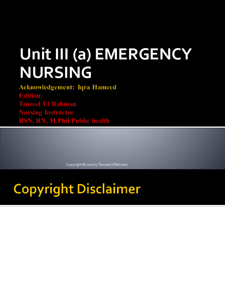 Unit III (A) Emergency Nursing-1 | PDF | Hypothermia | Emergency Department