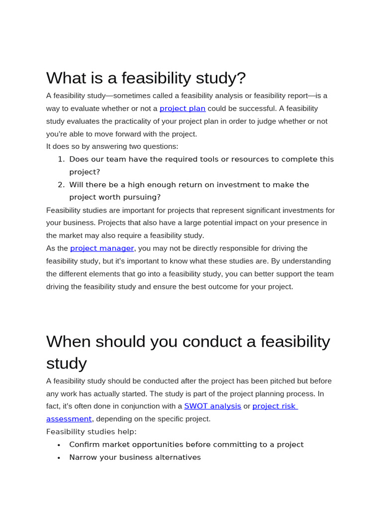 What Is A Feasibility Study | PDF | Feasibility Study | Project Management