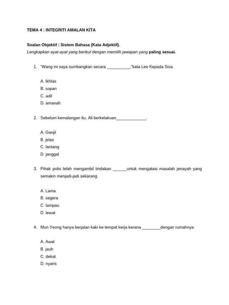 Tema 4 Integriti Amalan Kita | PDF