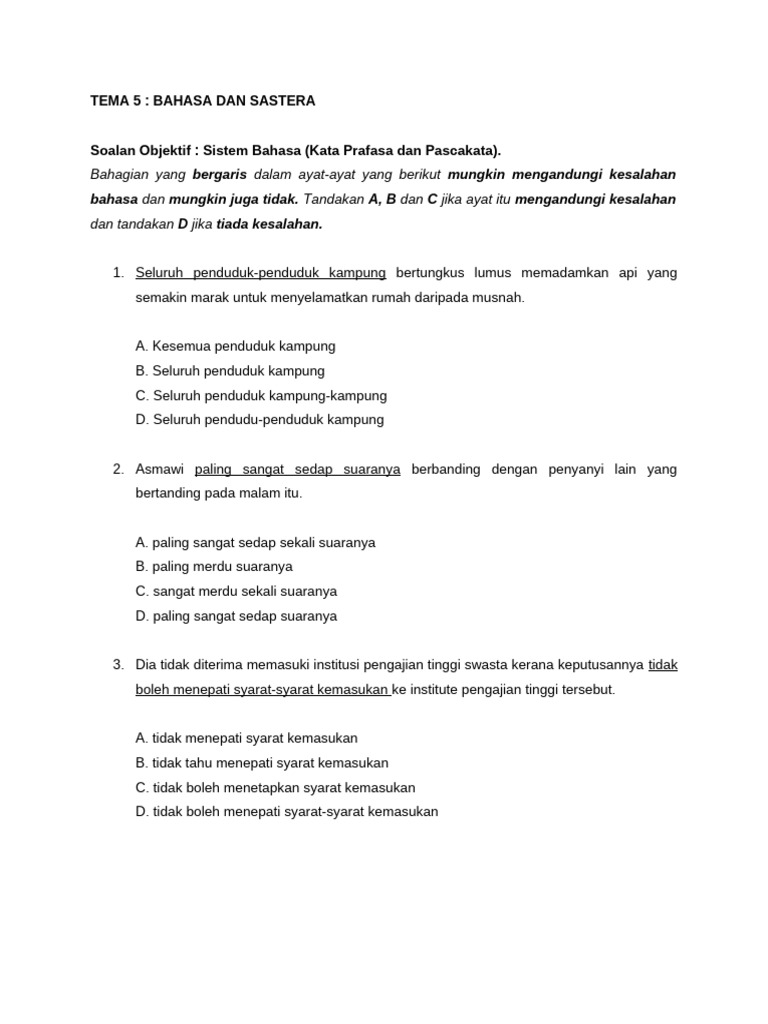 Tema 5 Bahasa Dan Sastera | PDF