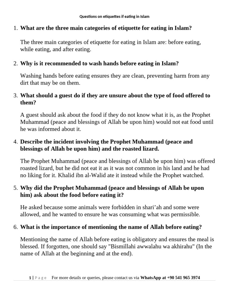 Islamic Eating Etiquette Explained | PDF | Muhammad | Monotheism