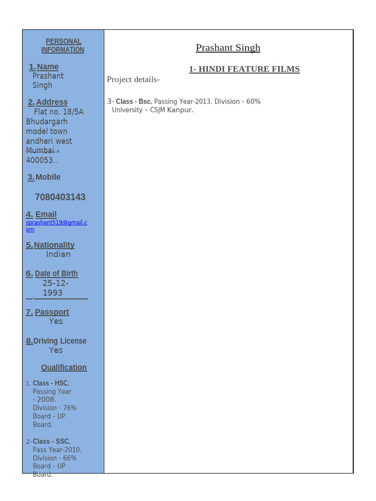 Prashant Singh CV 2 | PDF