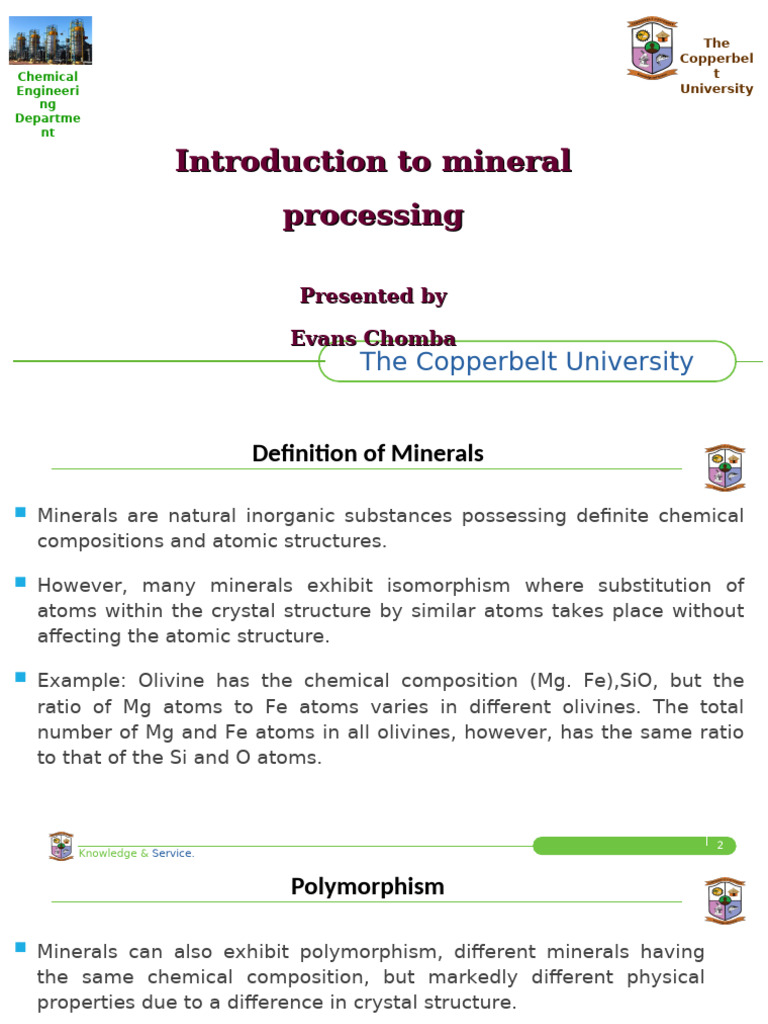 MT 520 Introduction To Mineral Processing | PDF | Ore | Smelting