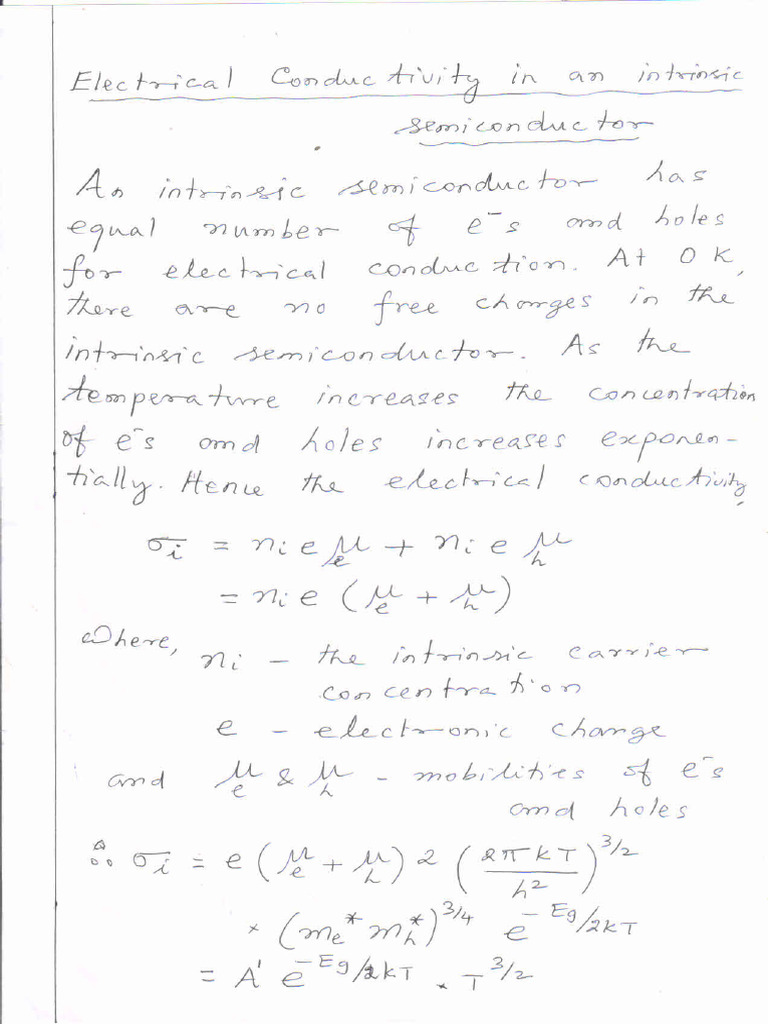 Electrical Conductivity in An Intrinsic Semiconductor | PDF