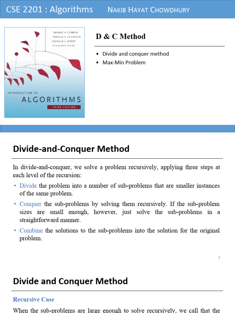 Divide and Conquer Algorithms Explained | PDF