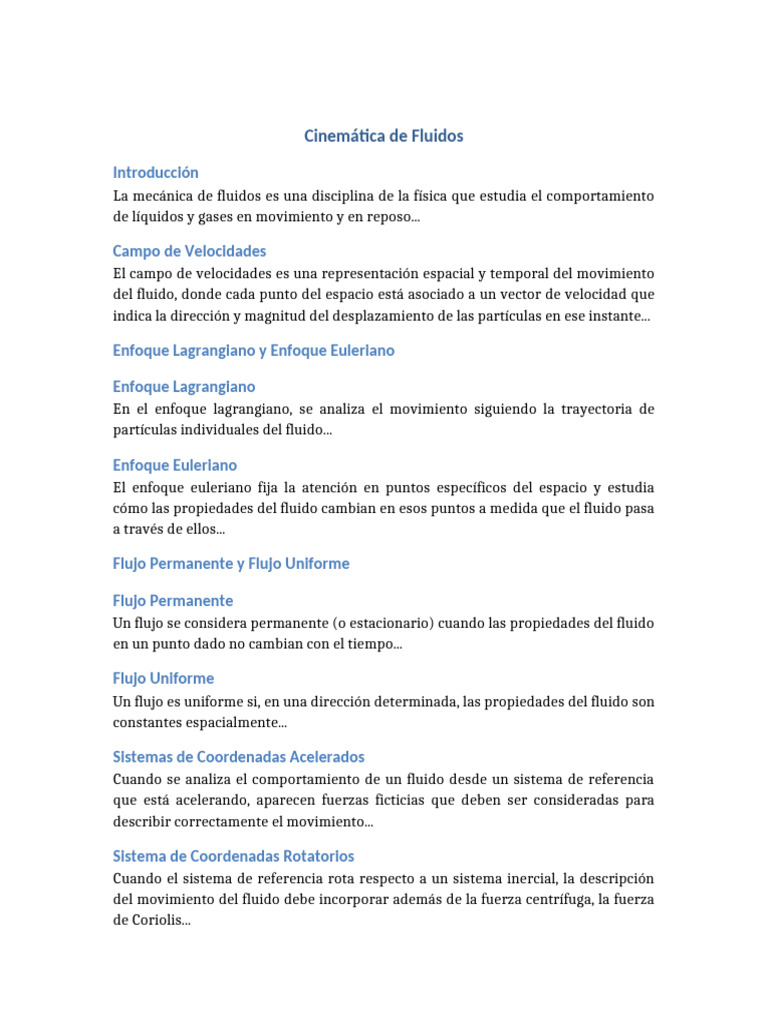 Cinematica de Fluidos | PDF | Cinemática | Fluido