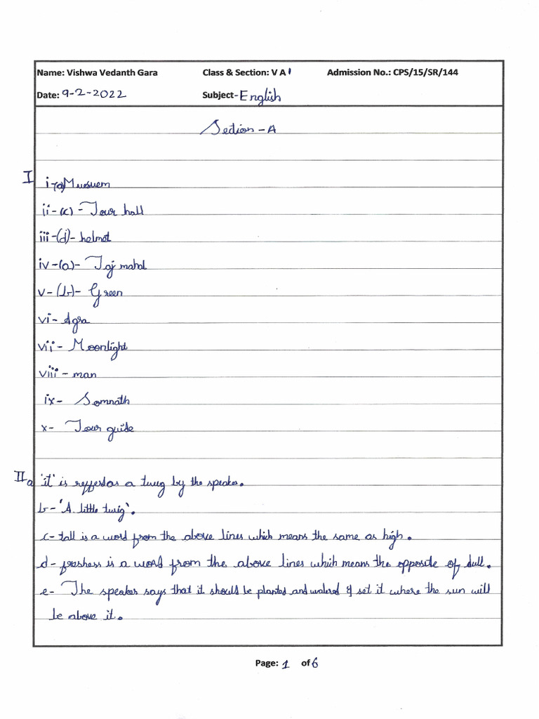 Vishwa Vedanth G VA English | PDF