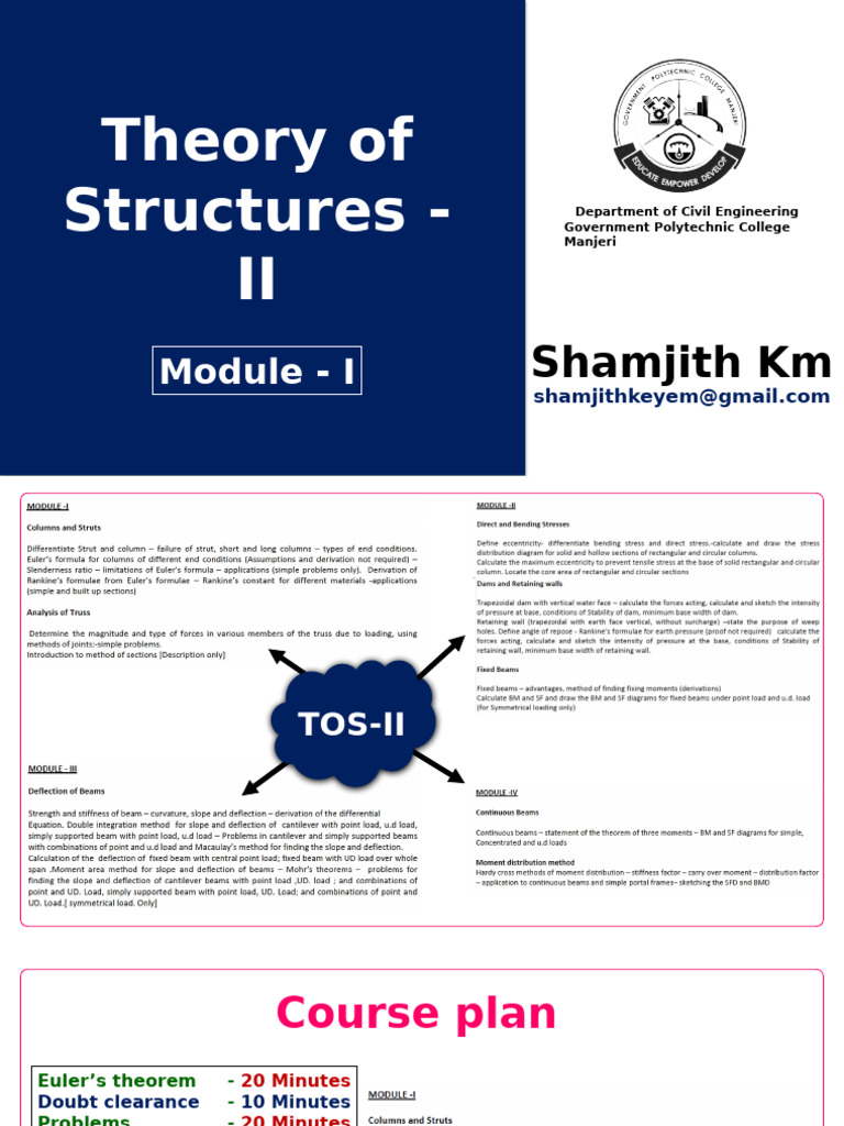 Class 1 TOS-II Module I Columns and Struts 1 | PDF | Buckling ...
