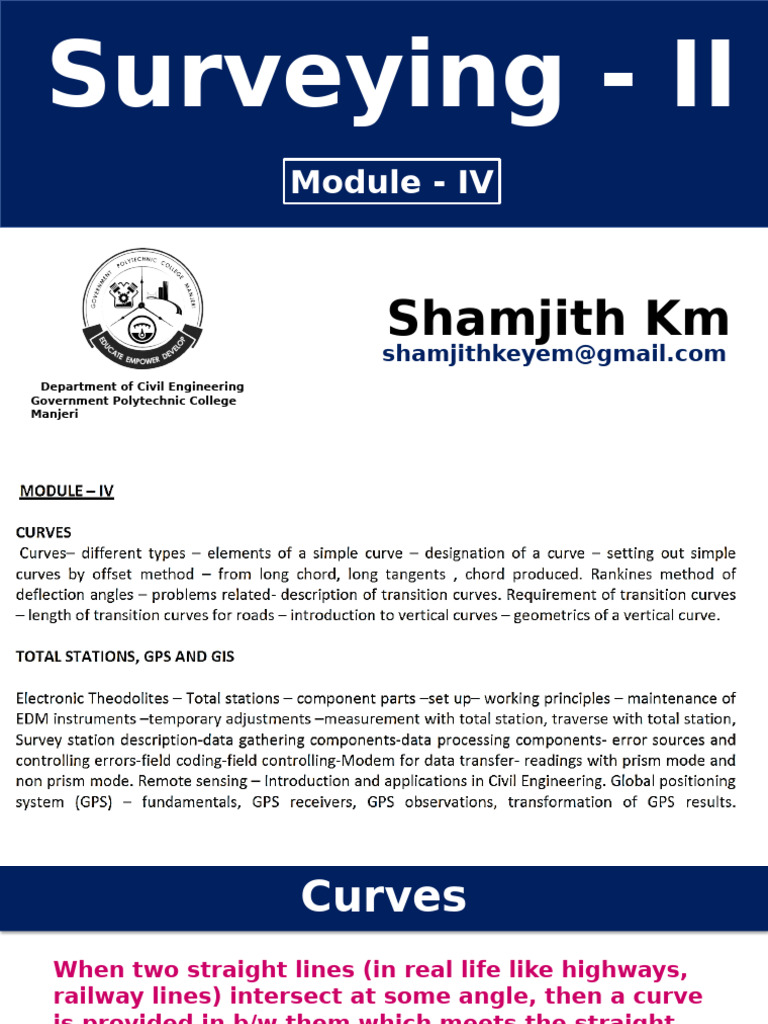Curves - Surveying Notes | PDF | Circle | Elementary Geometry
