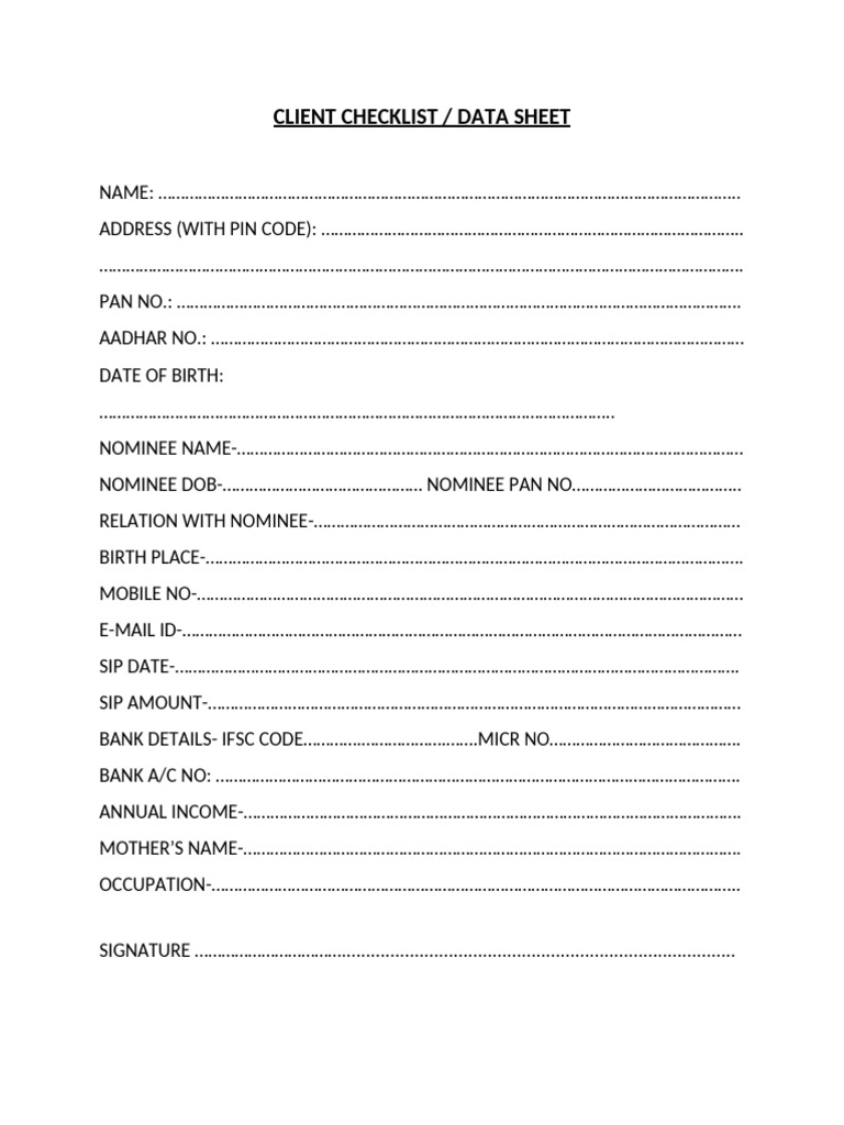 Client Checklist | PDF