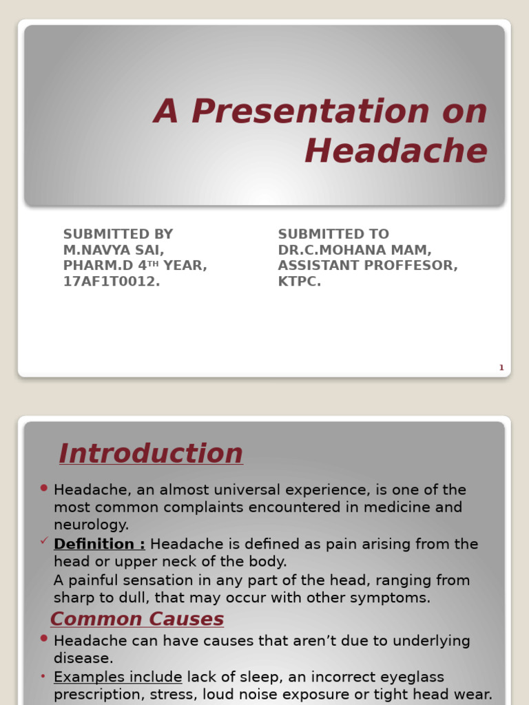 Headache - Navya Sai M | PDF | Headache | Migraine