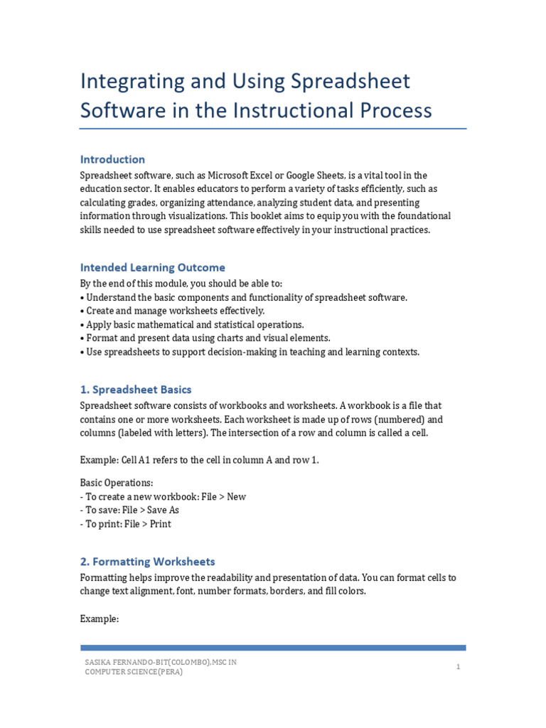 Spreadsheet - Detailed - Booklet Practice | PDF | Spreadsheet | Worksheet